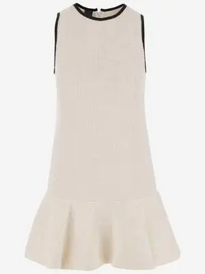 Pinko Cotton Blend Flared Skirt Dress - White