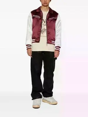 Rhude Front-zip Satin Bomber Jacket - Brown