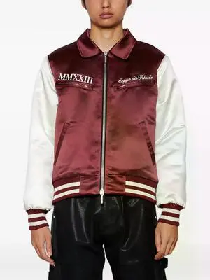 Rhude Front-zip Satin Bomber Jacket - Brown