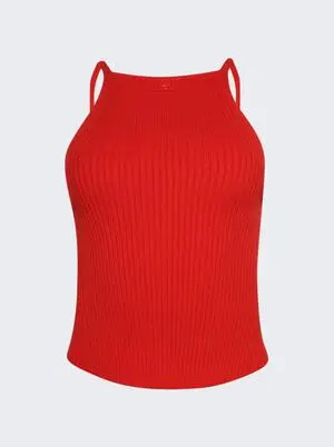 COURRÃ¨GES Circle Rib Knit Top - Red