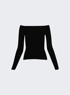 COURREGES Off-the-shoulder Rib-knit Top - Black