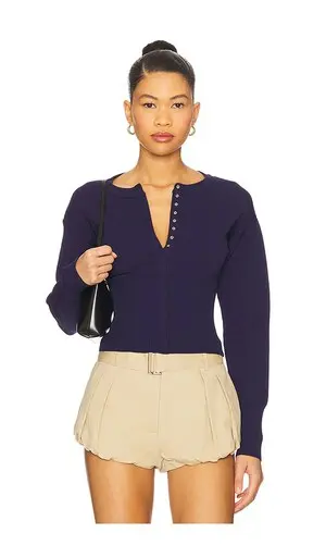 ALL THE WAYS Kourtney Ribbed Cardigan - Navy