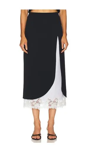 HELSA The Midi Pencil Skirt With Lace & Poplin - Black