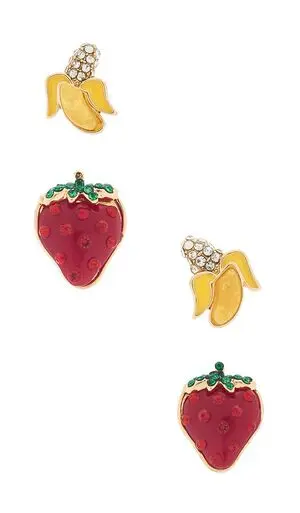 Baublebar Strawberries & Bananas Earrings Set - Red