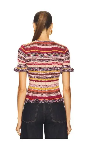 Ulla Johnson Miya Short Sleeve Knit Top - Prism
