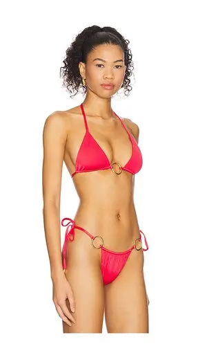CIN CIN Isle Hoop Halter Bikini Top - Cherry