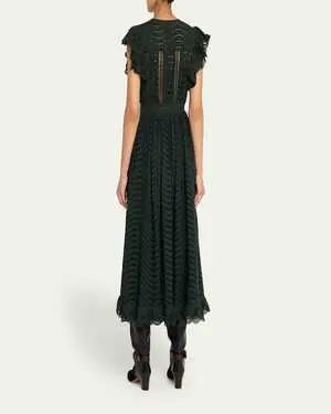 Ulla Johnson Olga Eyelet Flutter-sleeve Midi Dress