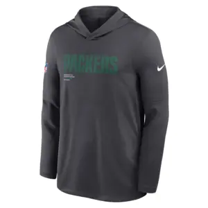 Nike Green Bay Packers Pure Fury Sideline Dri-fit Nfl Long-sleeve Hooded Top - Grey