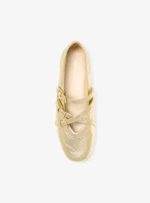 Michael Kors Indy Flex Crackled Metallic Leather Ballet Flat - Gold