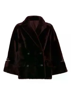 Brunello Cucinelli Lamb-fur Double-breasted Jacket - Red