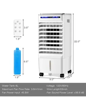 MECALE 3-in-1 Evaporative Portable Air Cooler With 3 Modes Include Remote Control
