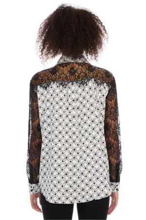 Allison Liliana Printed Shirt With Lace Detail