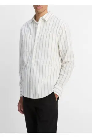 Vince Port Stripe Cotton Button-front Shirt