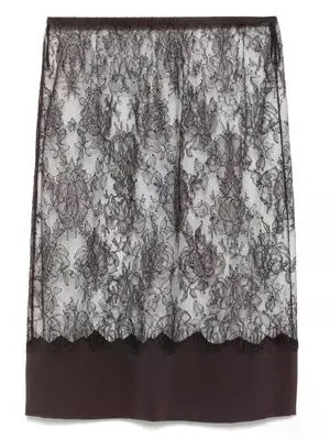 Carine Gilson Lace Slip Skirt - Brown