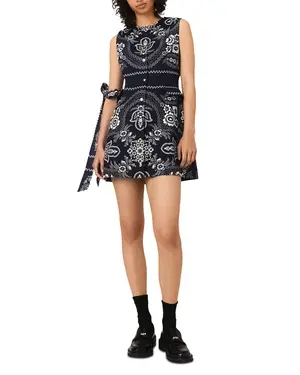 Maje Patterned Shift Dress - Navy Bandana