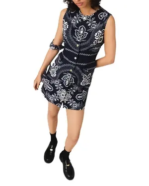 Maje Patterned Shift Dress - Navy Bandana