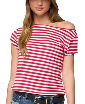 EDIKTED Aretha Striped Off Shoulder Top