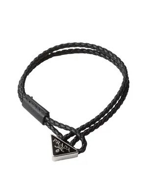Prada Braided Nappa Leather Bracelet - Black