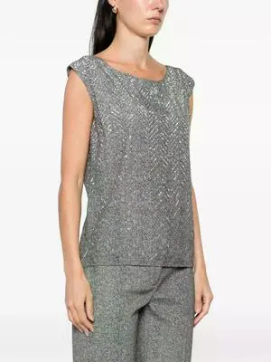 Ermanno Scervino Herringbone-pattern Sequin-embellishment Top