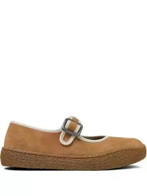 Camper Peu Terreno Buckle-strap Suede Ballet Flats - Brown