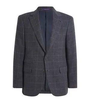 Ralph Lauren Purple Label Cashmere Check Gregory Blazer - Navy