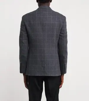 Ralph Lauren Purple Label Cashmere Check Gregory Blazer - Navy