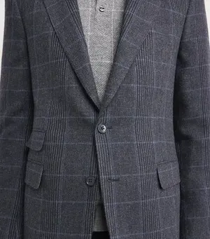 Ralph Lauren Purple Label Cashmere Check Gregory Blazer - Navy