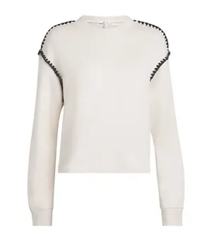 Rag & Bone Vintage Terry Blanket-stitch Sweatshirt - Ivory