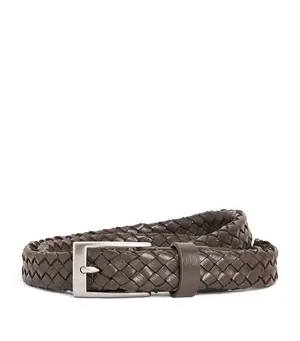 Canali Woven Leather Belt - Brown