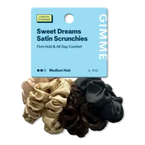 GIMME BEAUTY Satin Hair Scrunchies - Brown/black