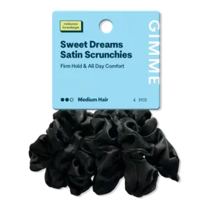 GIMME BEAUTY Satin Hair Scrunchies - Black