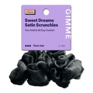 GIMME BEAUTY Large Satin Scrunchies - Black