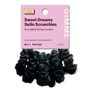 GIMME BEAUTY Satin Hair Scrunchies 6 Pack - Black