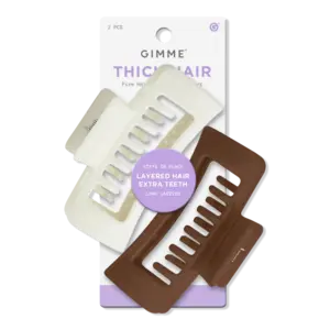 GIMME BEAUTY Double Teeth Rectangle Claw Clip - Cream/brown