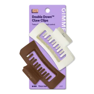 GIMME BEAUTY Double Teeth Rectangle Claw Clip - Cream/brown