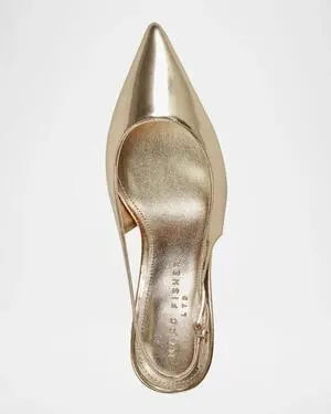 Marc Fisher Dorie Metallic Slingback Pumps - Gold