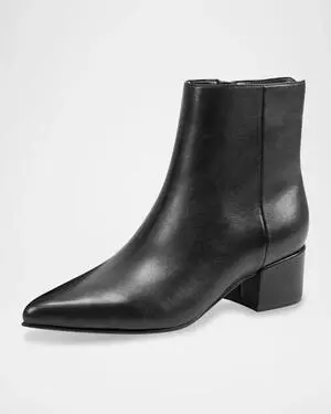 Marc Fisher Leonna Leather Block-heel Ankle Booties