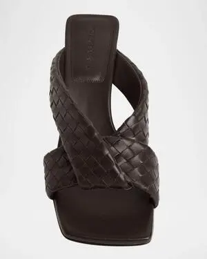 Bottega Veneta Riva Micro Woven Nappa Leather Kitten-heel Sandals - Fondant