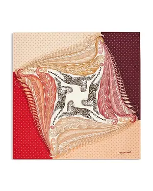FERRAGAMO Madras Silk Scarf - Rosso Bordeaux