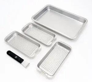 TECHNIQUE As Is 4-pc Ss Grill & Oven Pan Set W/ Lifterhandle