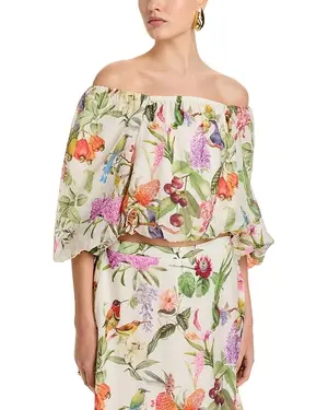 LUCKY & COCO Off-the-shoulder Top - Parrot Paradise