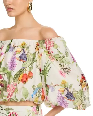 LUCKY & COCO Off-the-shoulder Top - Parrot Paradise
