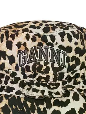 GANNI Logo-embroidered Bucket Hat - Brown