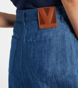 Valentino Garavani Fringed Denim Midi Skirt