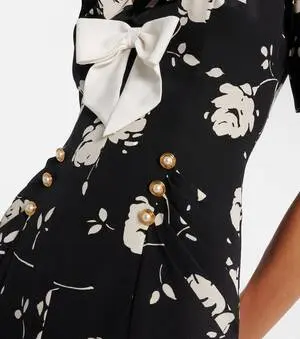 Alessandra Rich Floral Printed Silk Midi Dress