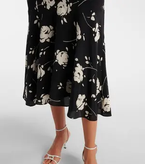 Alessandra Rich Floral Printed Silk Midi Dress