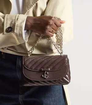 JIMMY CHOO Leather Curve Cross-body Bag - Brown