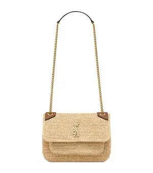 Saint Laurent Mini Raffia Nikki Shoulder Bag
