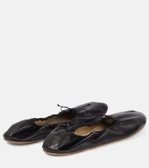 THE ROW Leather Ballet Flats - Black