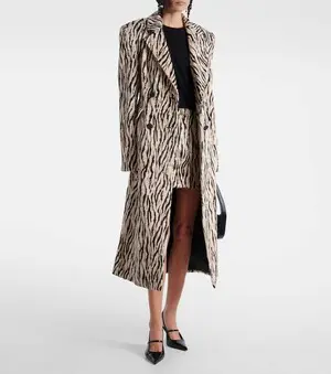 ROTATE BY BIRGER CHRISTENSEN Zebra-print Cotton-blend Coat